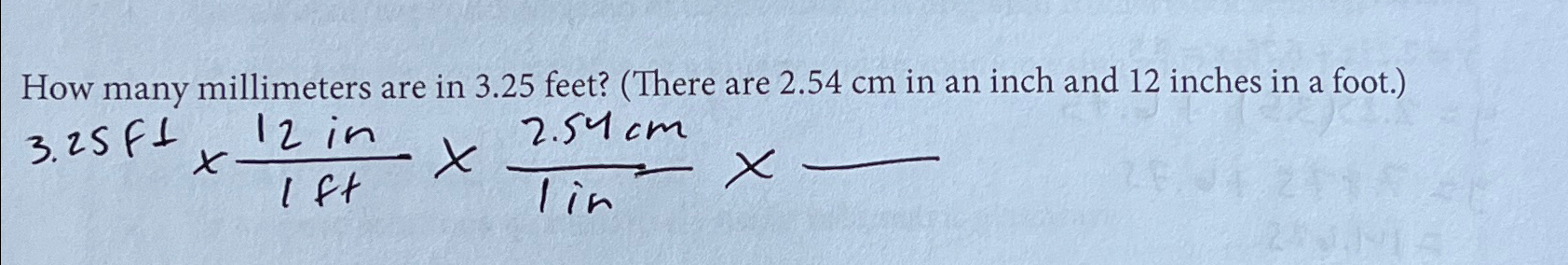 Solved How many millimeters are in 3.25 ﻿feet? (There are | Chegg.com