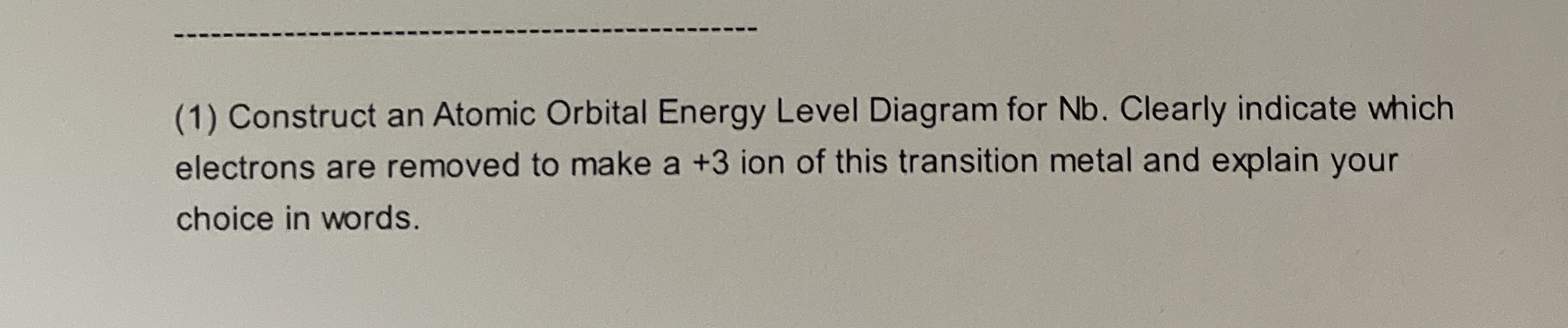 Solved (1) ﻿Construct an Atomic Orbital Energy Level Diagram | Chegg.com