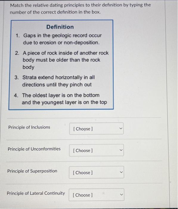 Solved Match the relative dating principles to their | Chegg.com
