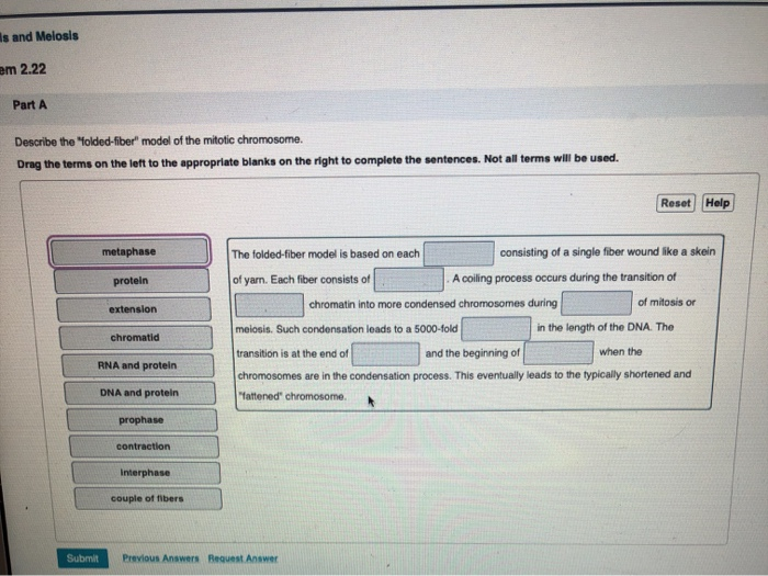 Solved is and Melosis em 2.22 Part A Describe the | Chegg.com