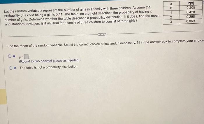 Solved Let the random variable x represent the number of | Chegg.com