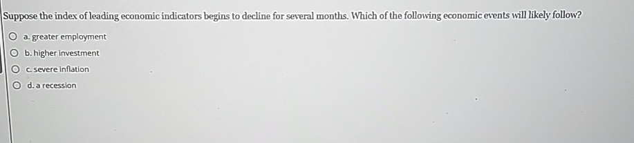 Solved Suppose the index of leading economic indicators | Chegg.com