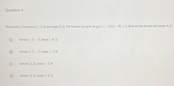 Solved The Function F Has Domain [−2 2] And Range [1 5] The