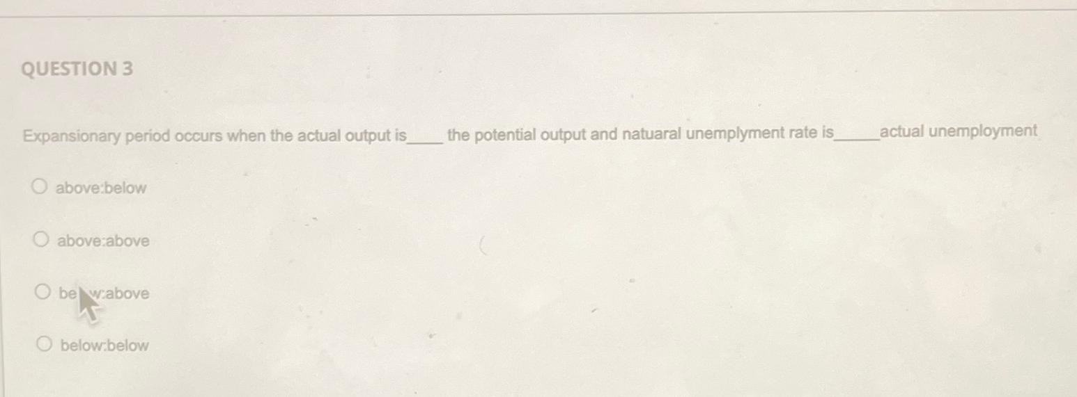 Solved QUESTION 3Expansionary period occurs when the actual | Chegg.com