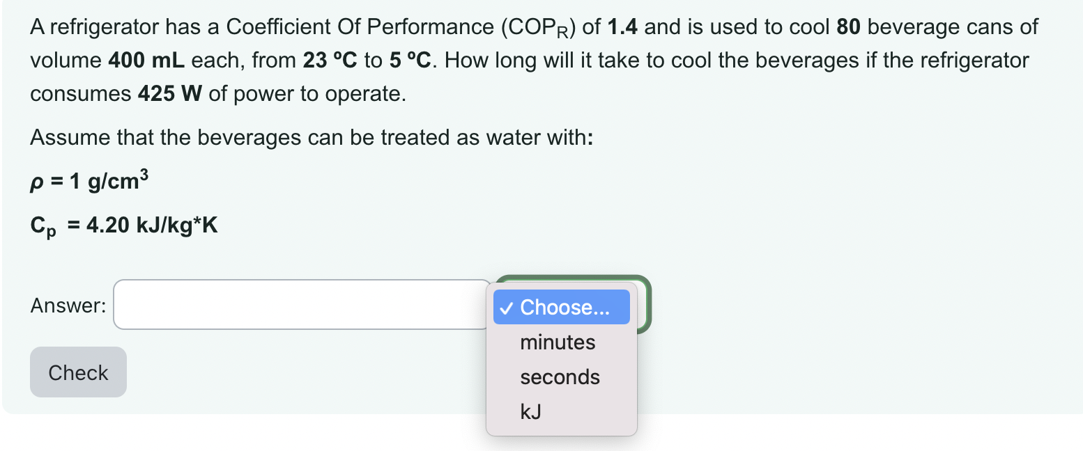 Solved A refrigerator has a Coefficient Of Performance | Chegg.com