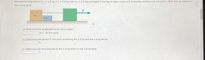 Solved Assume the three blocka (m1=1.0 kg,m2=2.0 kg, and | Chegg.com