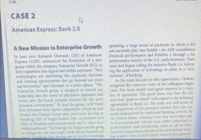 Solved AMERICAN EXPRESS BANK 2.0EXECUTIVE SUMMARY (6-7 | Chegg.com