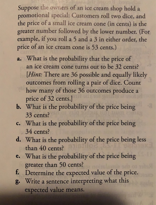 Solved what is the probability that the price of an ice | Chegg.com