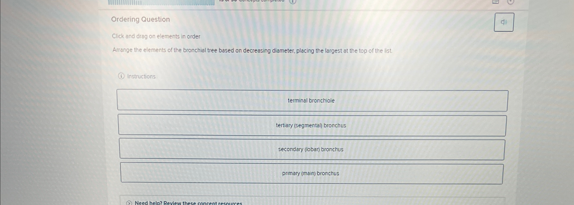Solved Ordering QuestionClick and drag on elements in | Chegg.com
