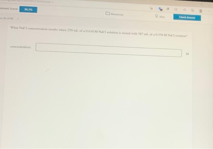 Solved nument Score 36.146 Check Answer What NaCl | Chegg.com