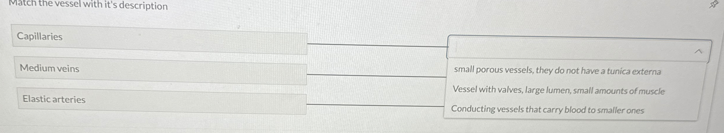 Solved Match the vessel with it's | Chegg.com