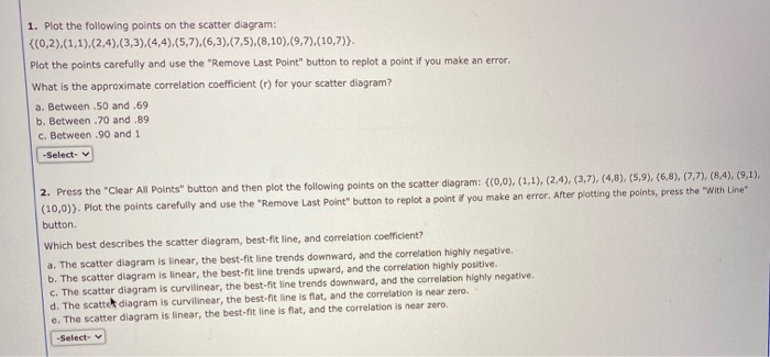 1. Plot the following points on the scatter diagram: | Chegg.com