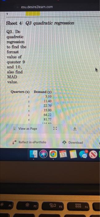 Solved esu.desire2learn.com Y Sheet 4: Q3 quadratic | Chegg.com