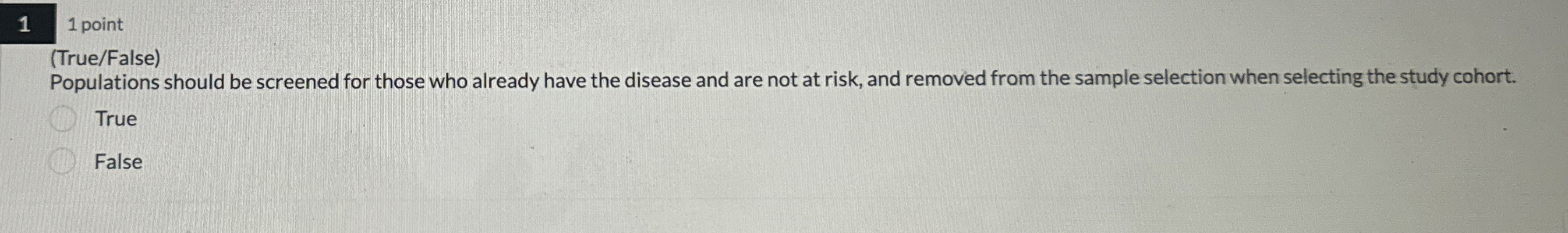Solved 1 1 ﻿point(True/False)Populations should be screened | Chegg.com