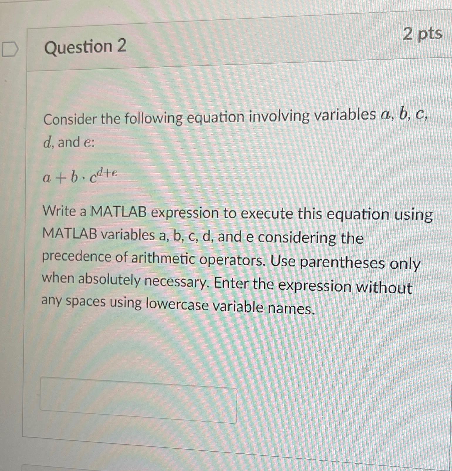 Solved Question 22 ﻿ptsConsider the following equation | Chegg.com