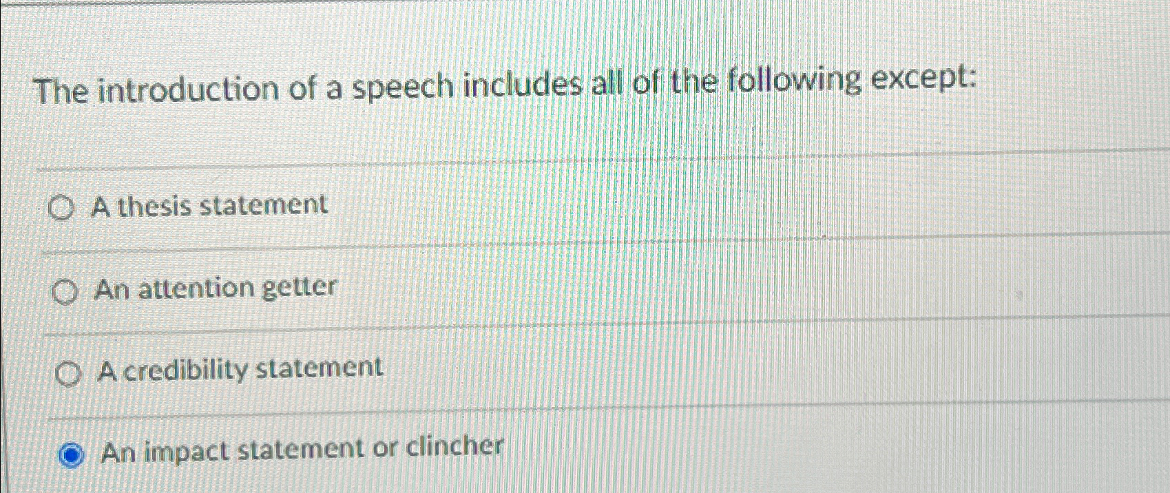 Solved The introduction of a speech includes all of the | Chegg.com