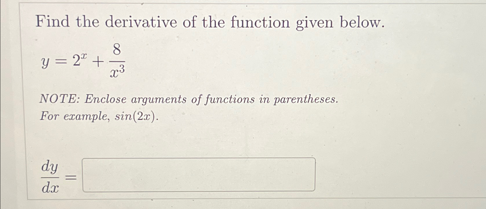 Solved Find the derivative of the function given | Chegg.com