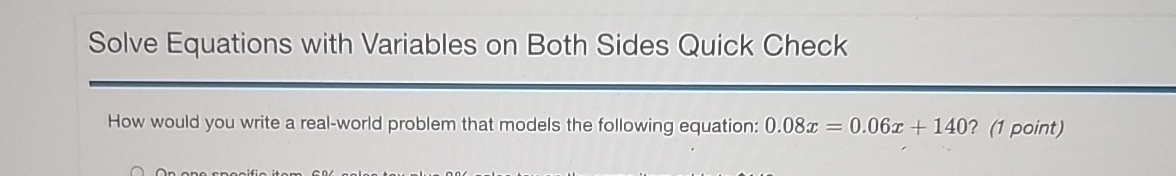 Solved Solve Equations with Variables on Both Sides Quick | Chegg.com