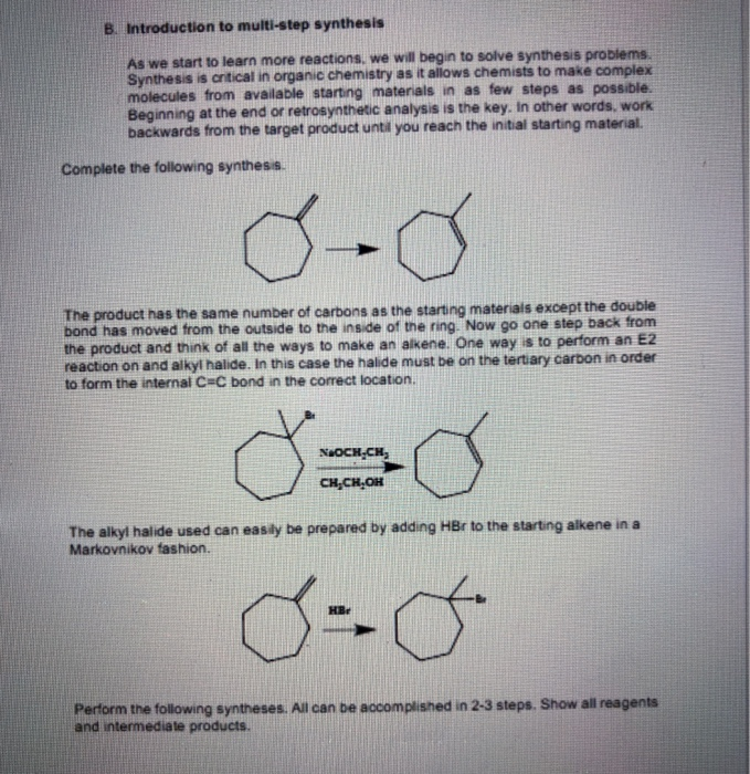 Solved B. Introduction to multi-step synthesis As we start | Chegg.com