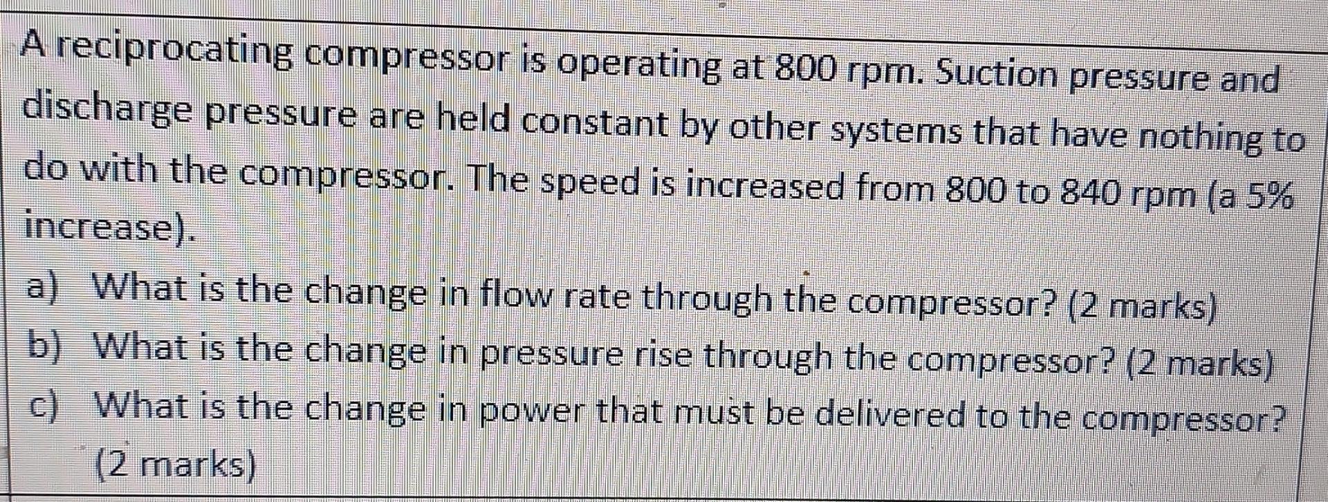Solved A reciprocating compressor is operating at 800 rpm. | Chegg.com