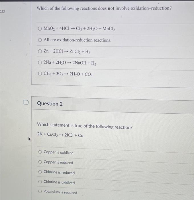 Solved Which of the following reactions does not involve | Chegg.com