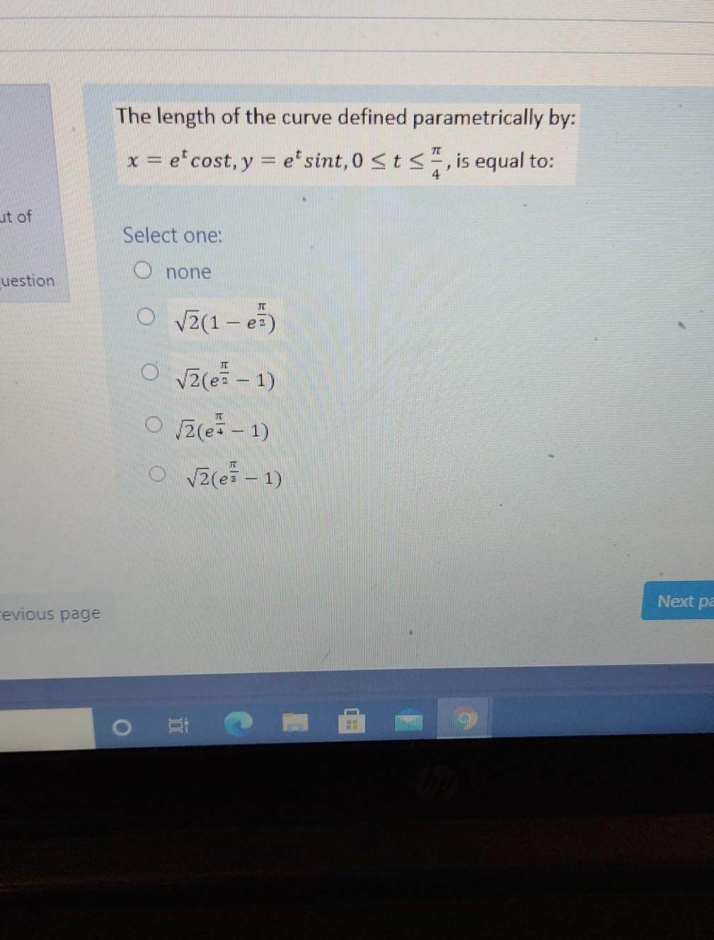 Solved The length of the curve defined parametrically by: x | Chegg.com