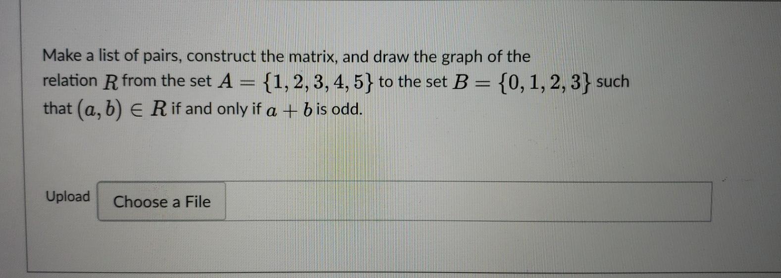 Solved Make a list of pairs, construct the matrix, and draw | Chegg.com