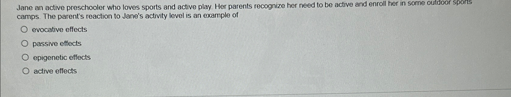 Solved Jane an active preschooler who loves sports and | Chegg.com