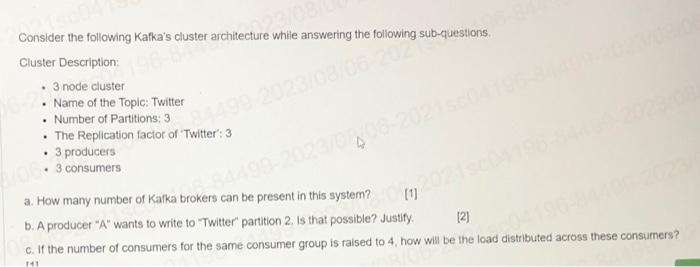 Solved Consider the following Kafka's cluster architecture | Chegg.com