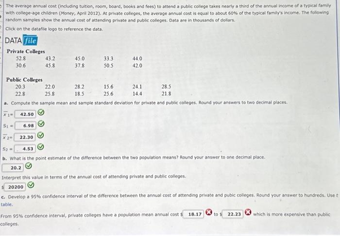 Solved The average annual cost (including tuition, room, | Chegg.com Solved The average annual cost (including tuition, room, | Chegg.com