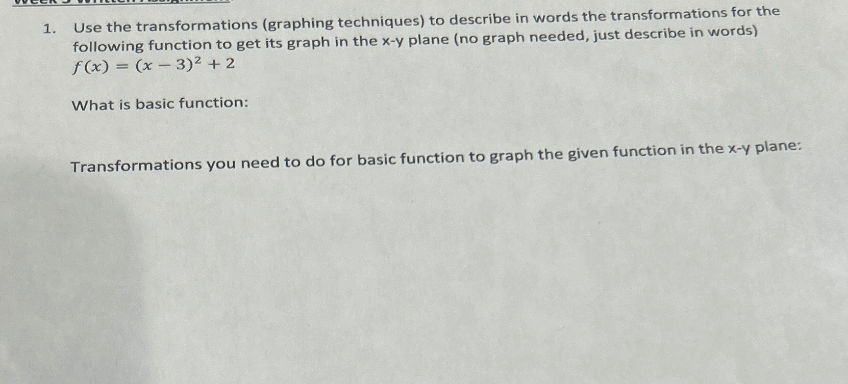 Solved Use the transformations (graphing techniques) ﻿to | Chegg.com