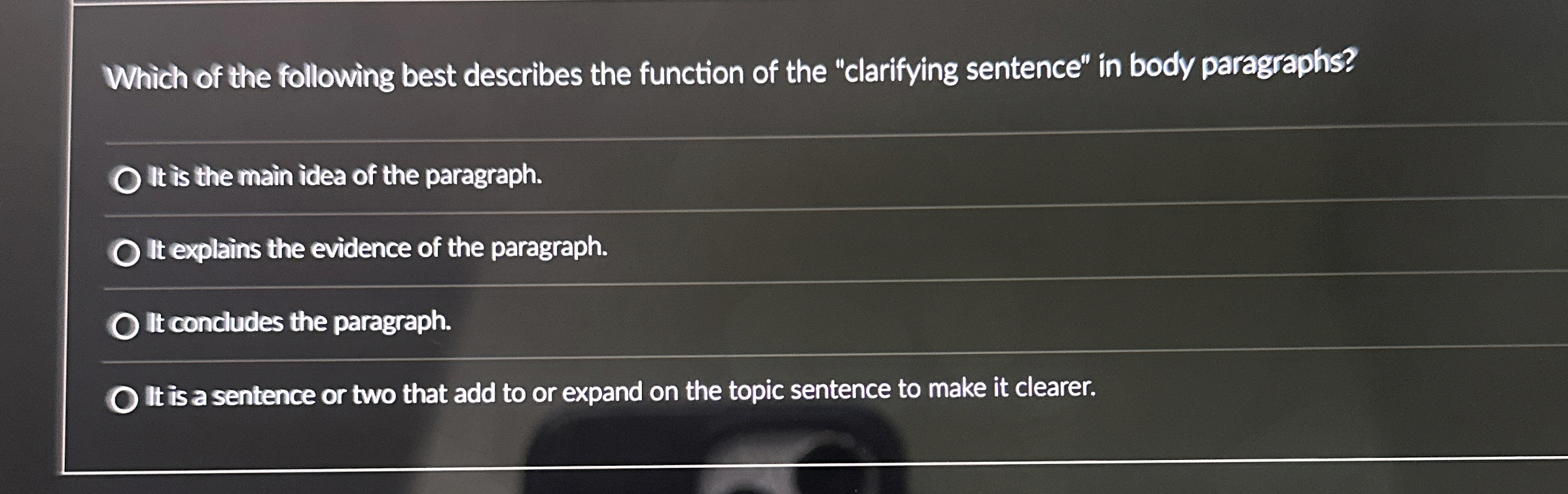 Solved Which of the following best describes the function of | Chegg.com