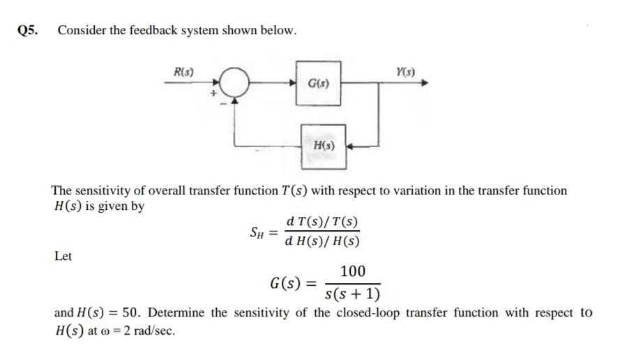 Solved Consider the feedback system shown below. The | Chegg.com