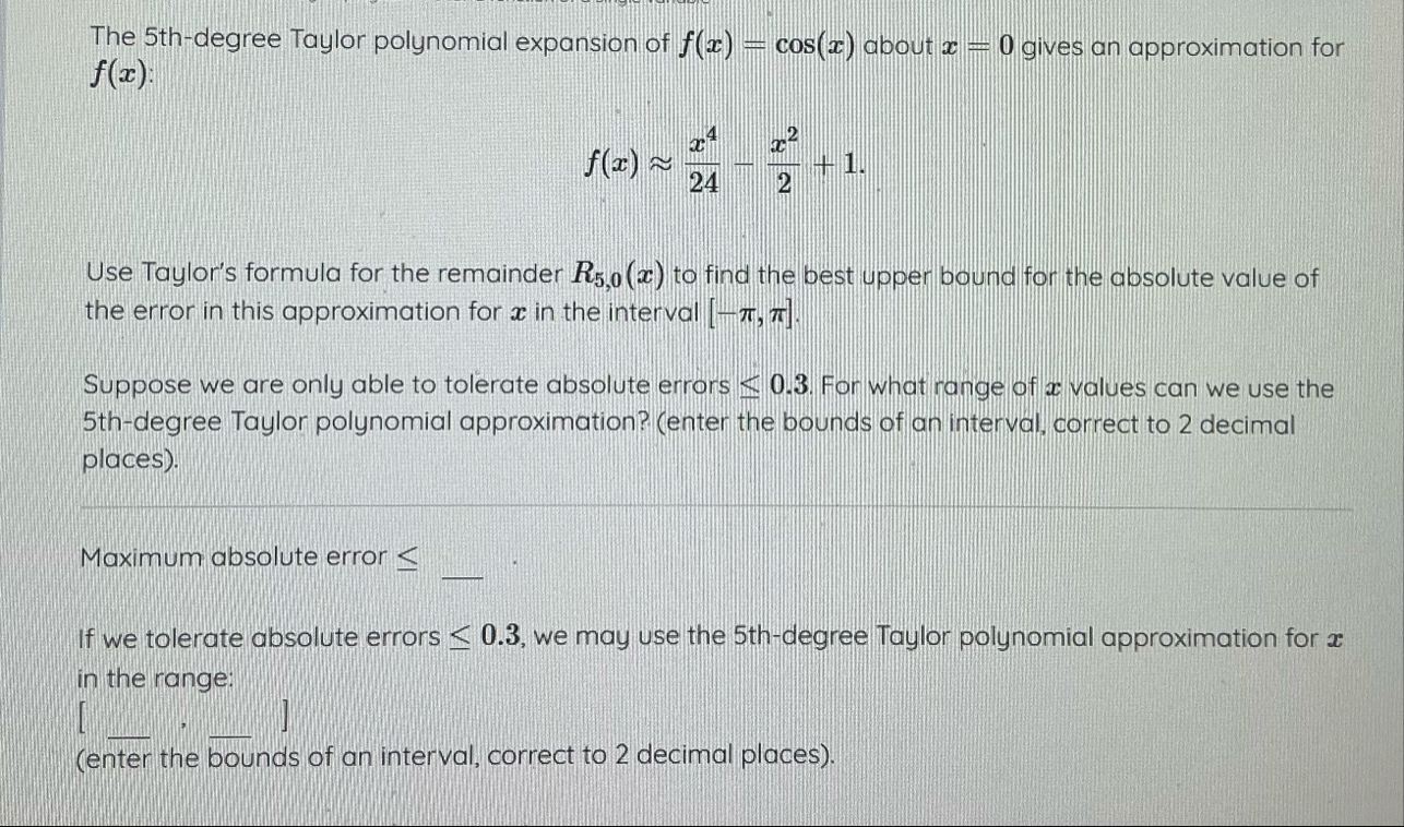 Solved The 5th-degree Taylor polynomial expansion of | Chegg.com