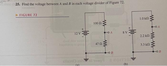 Solved 25. Find the voltage between A and B in each voltage | Chegg.com