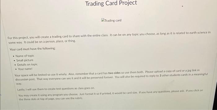 Solved Trading Card Project DoTrading card For this project, | Chegg.com