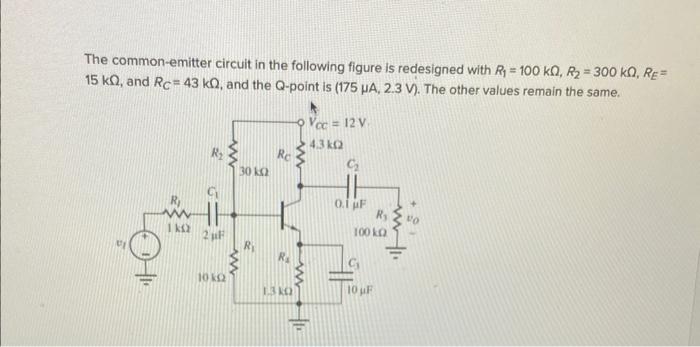 The common-emitter circuit in the following figure is | Chegg.com
