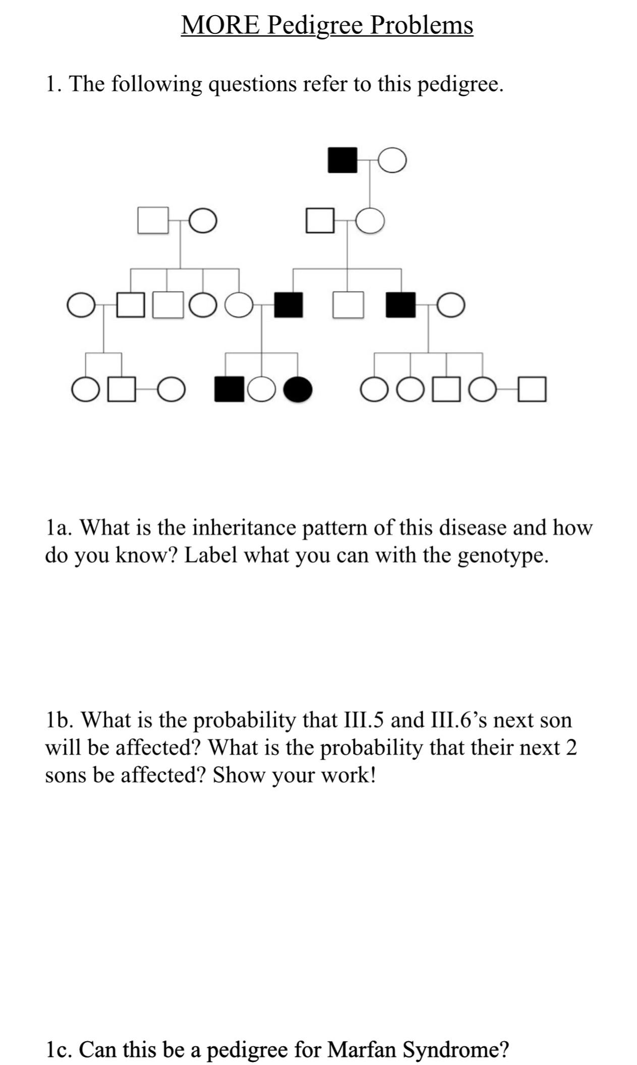 Solved MORE Pedigree ProblemsThe following questions refer | Chegg.com