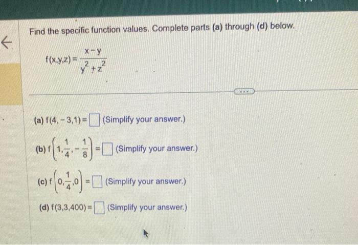 Solved Find the specific function values. Complete parts (a) | Chegg.com
