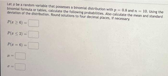 Solved Let u be a random variable that possesses a binomial | Chegg.com