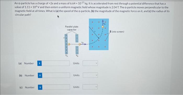 Solved An a-particle has a charge of +2e and a mass of | Chegg.com