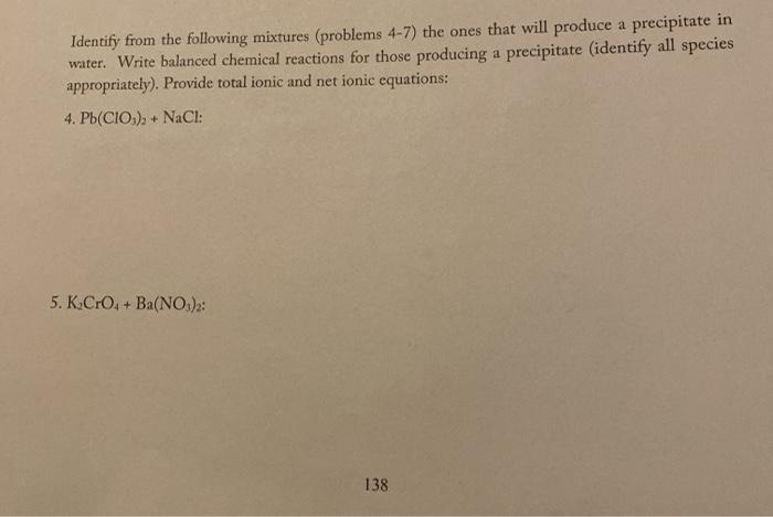 Solved Identify from the following mixtures (problems 4-7) | Chegg.com