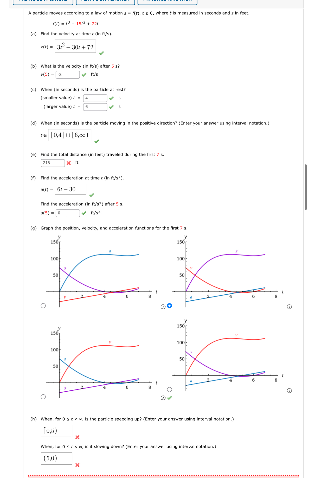 Solved A particle moves according to a law of motion | Chegg.com