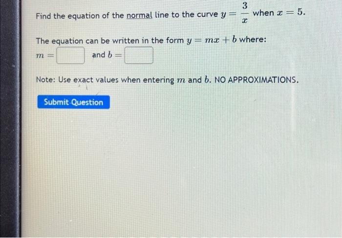 Solved S Find the equation of the normal line to the curve y | Chegg.com