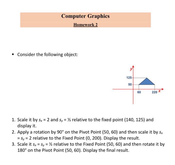 Solved Computer Graphics Homework 2 Consider The Following