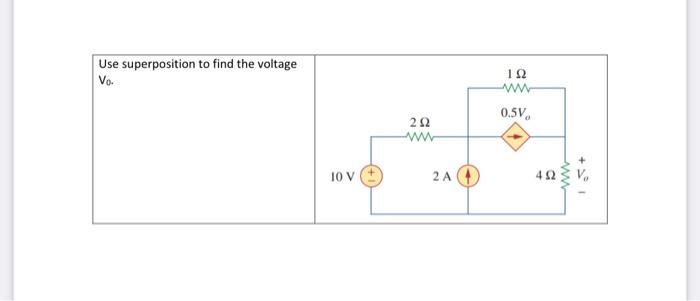 Solved Use superposition to find the voltage V0 | Chegg.com