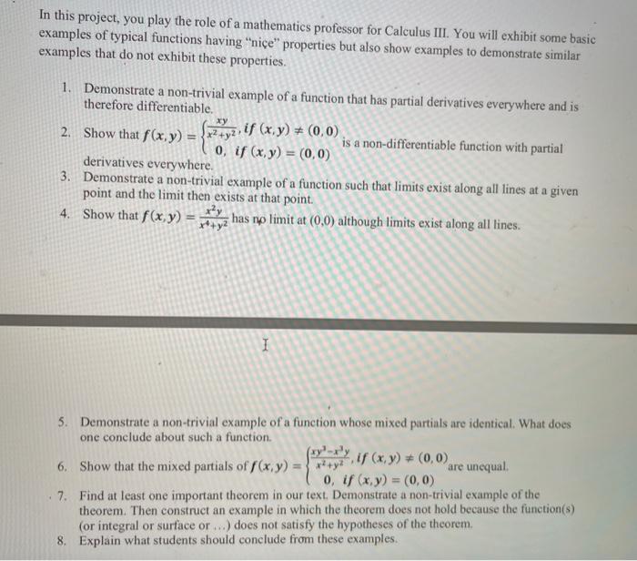 Solved In this project, you play the role of a mathematics | Chegg.com