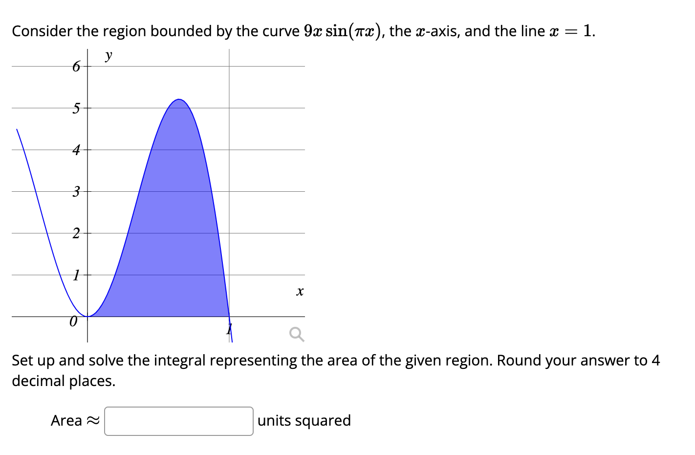 Solved Consider the region bounded by the curve 9xsin(πx), | Chegg.com