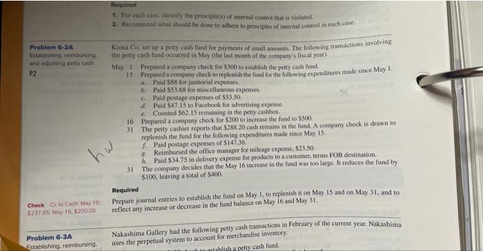 Solved Required 1. For eadeh cuec, idecitify the | Chegg.com