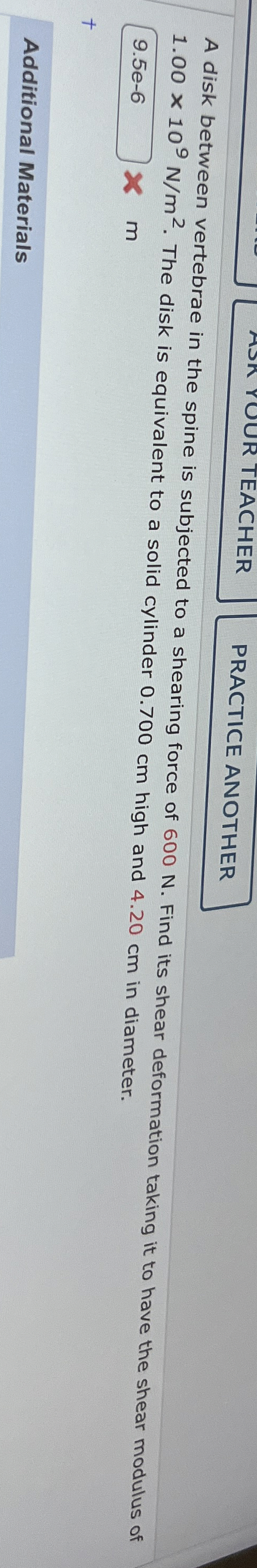 Solved A disk between vertebrae in the spine is subjected to | Chegg.com
